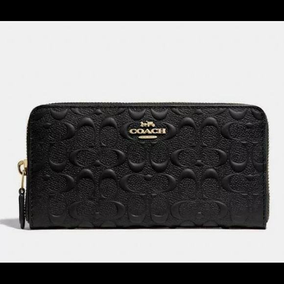 Coach | Bags | Iso Black Embossed Coach Wallet Woxblood Interior | Poshmark